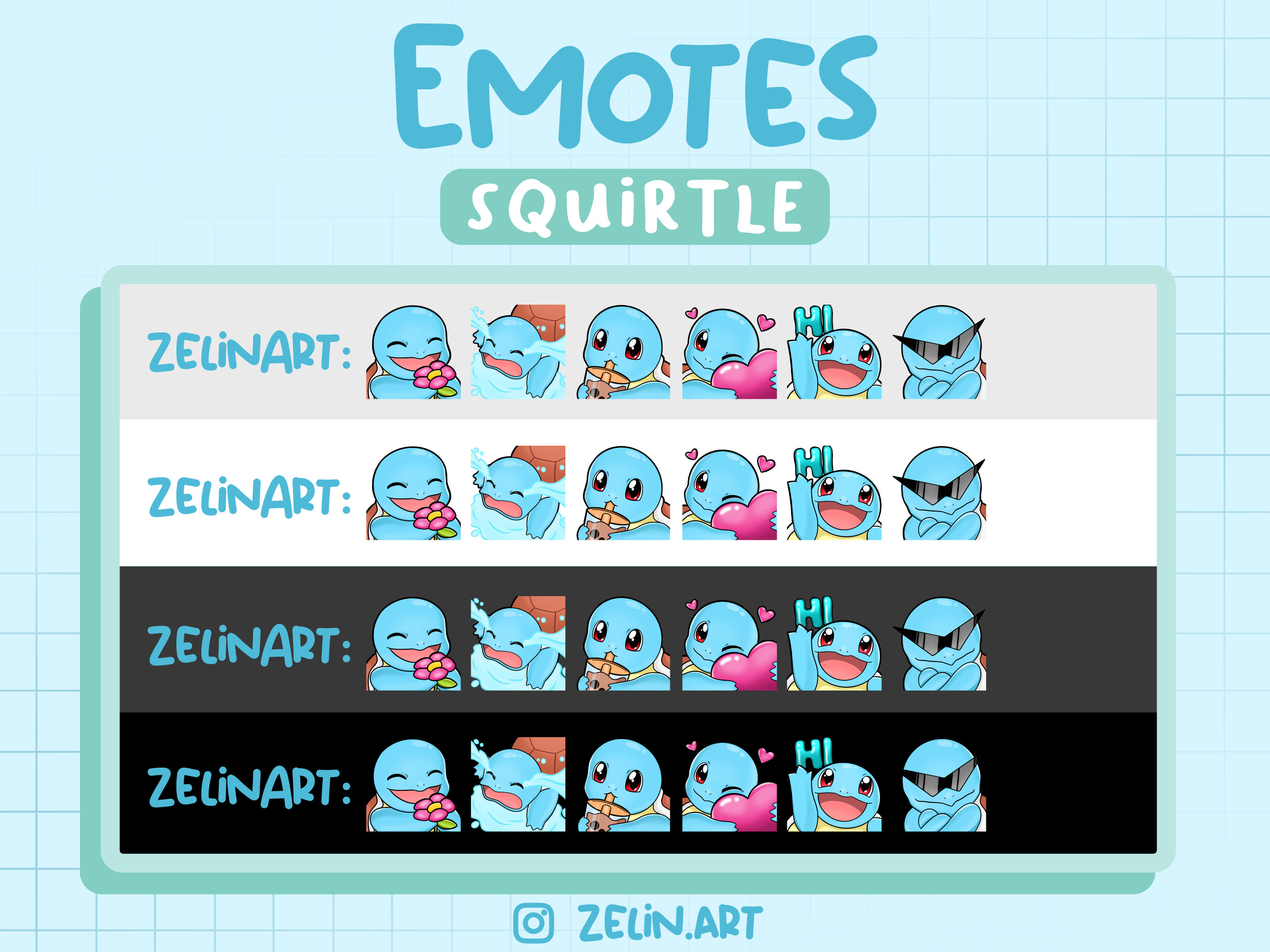Cute Squirtle Pokemon Emote Bundle for Twitch, Discord and Youtube ...