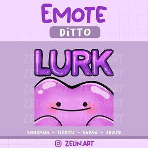 Cute Ditto Lurk Pokemon Emote for Twitch, Discord and Youtube Streamer ...