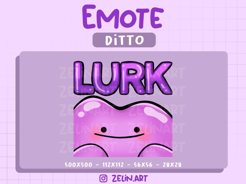 Cute Ditto Lurk Pokemon Emote for Twitch, Discord and Youtube Streamer ...