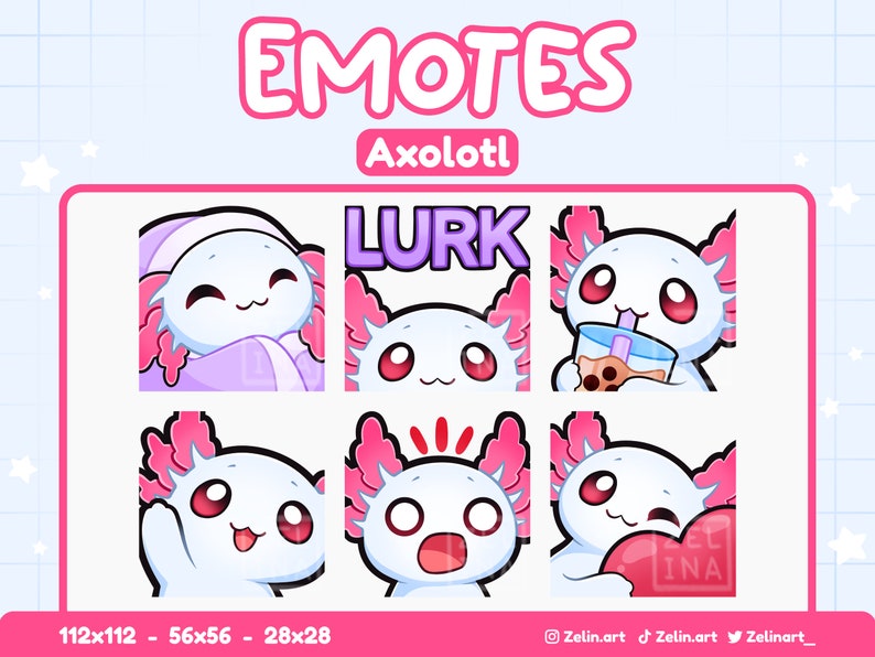 White Axolotl | Emote Bundle for Twitch, Discord and Youtube | Stream ...