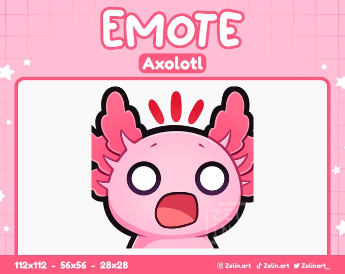 Pink Axolotl Twitch Emotes/ Emote Set/ Streaming, Youtube, Facebook ...