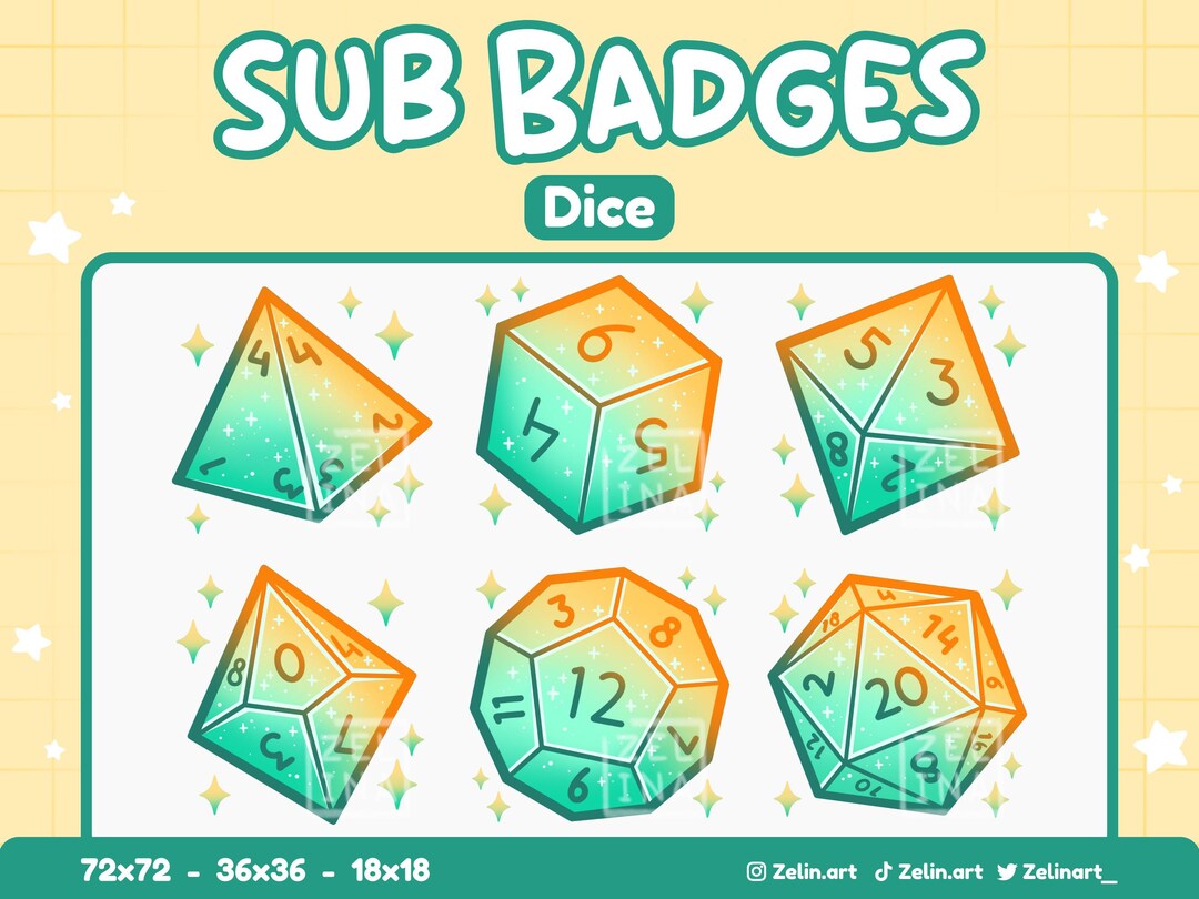 Dnd Dice | Sub / Bit Badges Bundle for Twitch, Discord and Youtube ...