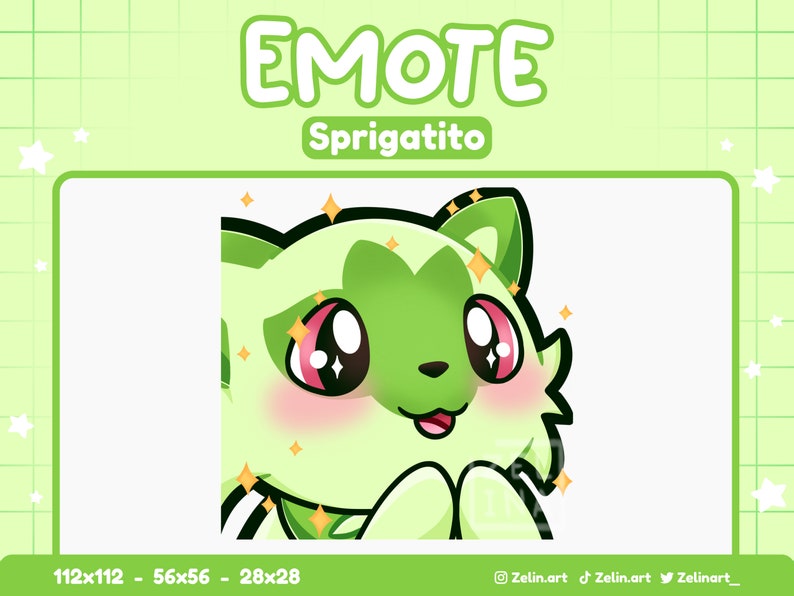 Sprigatito Woah Excited | Emote for Twitch, Discord and Youtube ...