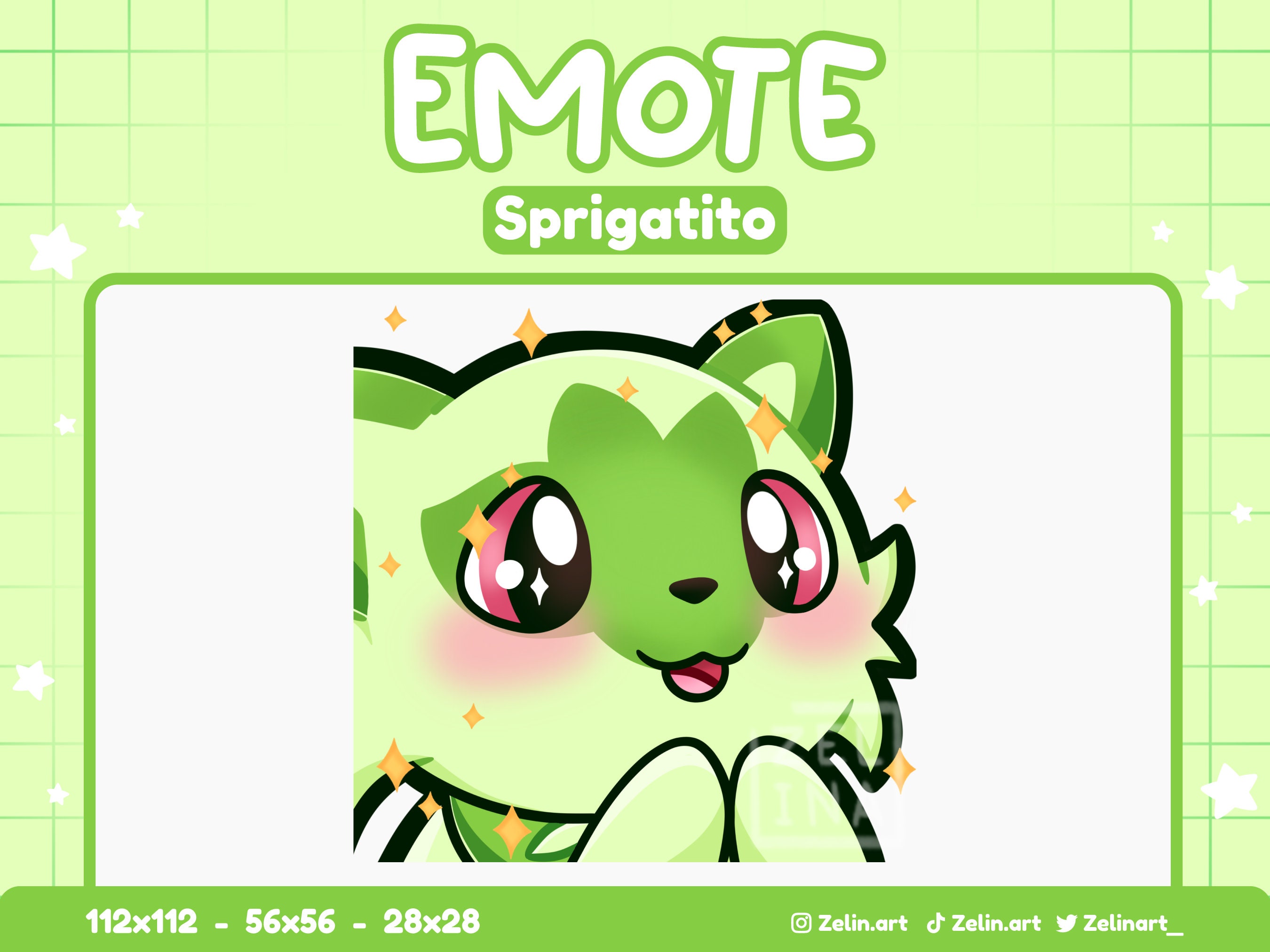 Sprigatito Woah Excited | Emote for Twitch, Discord and Youtube ...