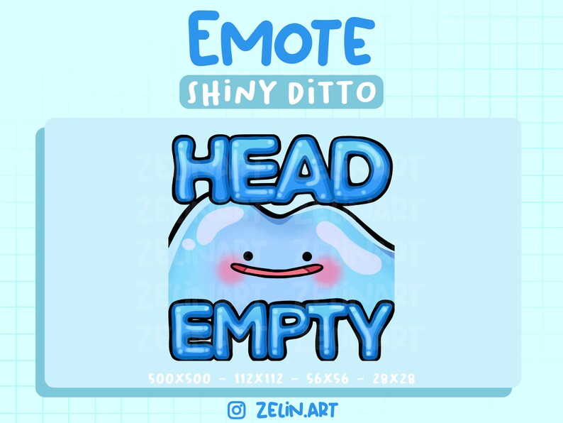 Cute Shiny Ditto Head Empty Pokemon Emote for Twitch, Discord and ...