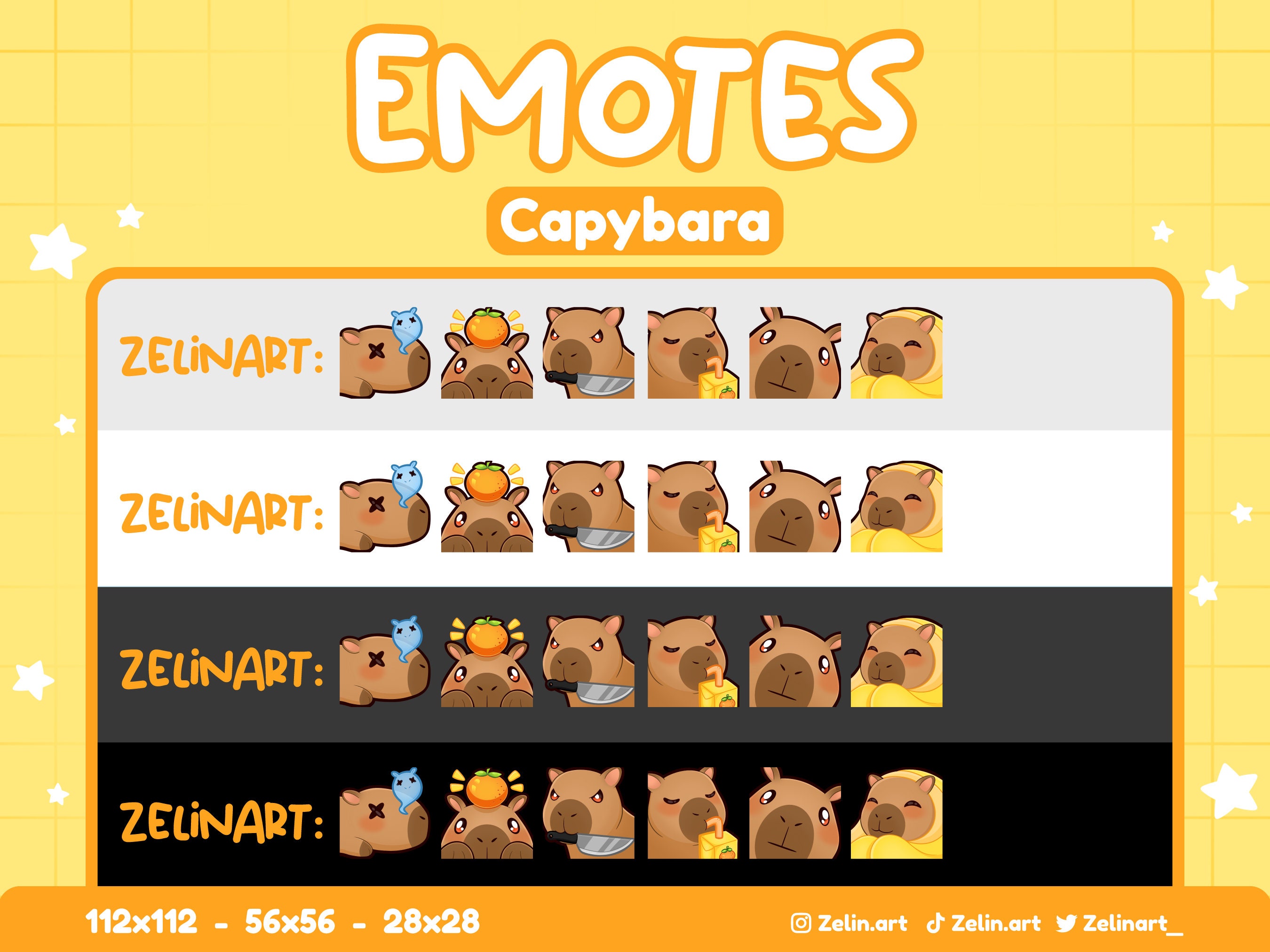 Capybara | Emote Bundle for Twitch, Discord and Youtube | Stream Assets ...