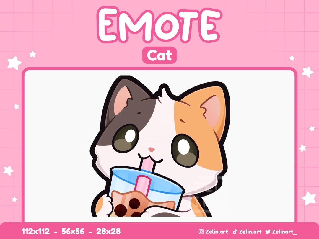 Calico Cat Boba Drink | Emote for Twitch, Discord and Youtube | Stream ...