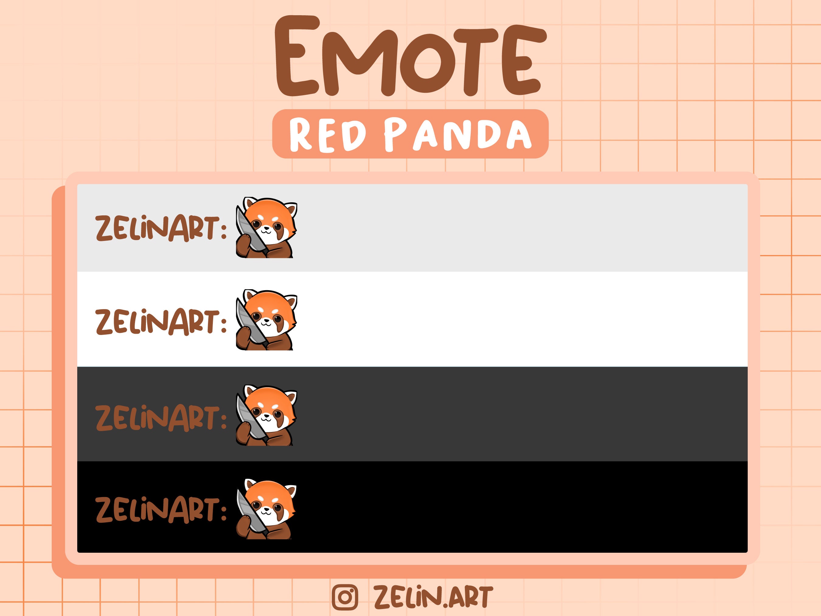Cute Red Panda Knife Emote for Twitch, Discord and Youtube | Streamer ...