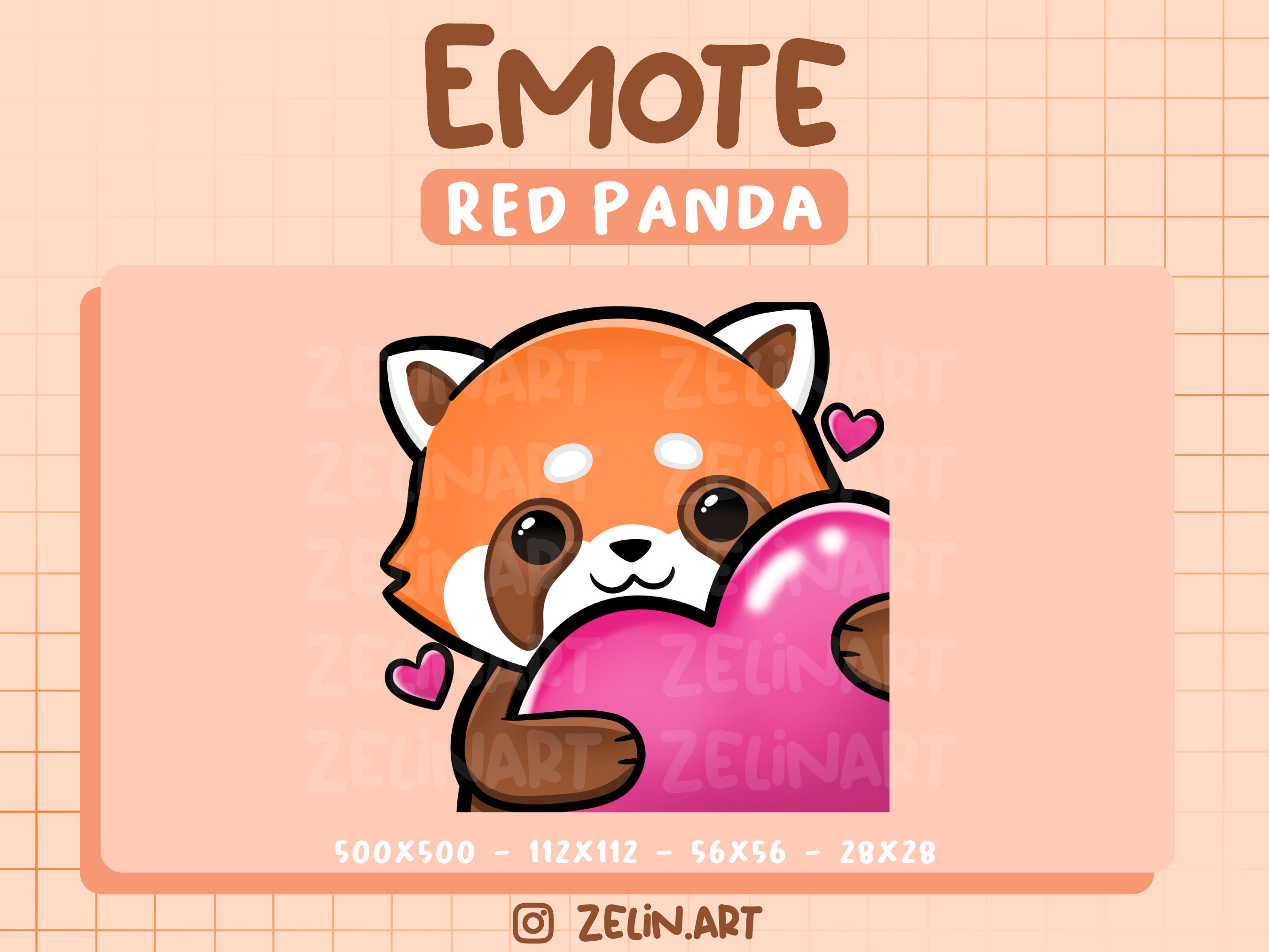 Cute Red Panda Heart Emote for Twitch, Discord and Youtube | Streamer ...