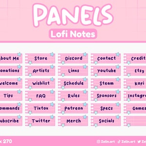 30 Lofi Notes Info Panels for Twitch | Stream Assets, Cute, Pink - Etsy