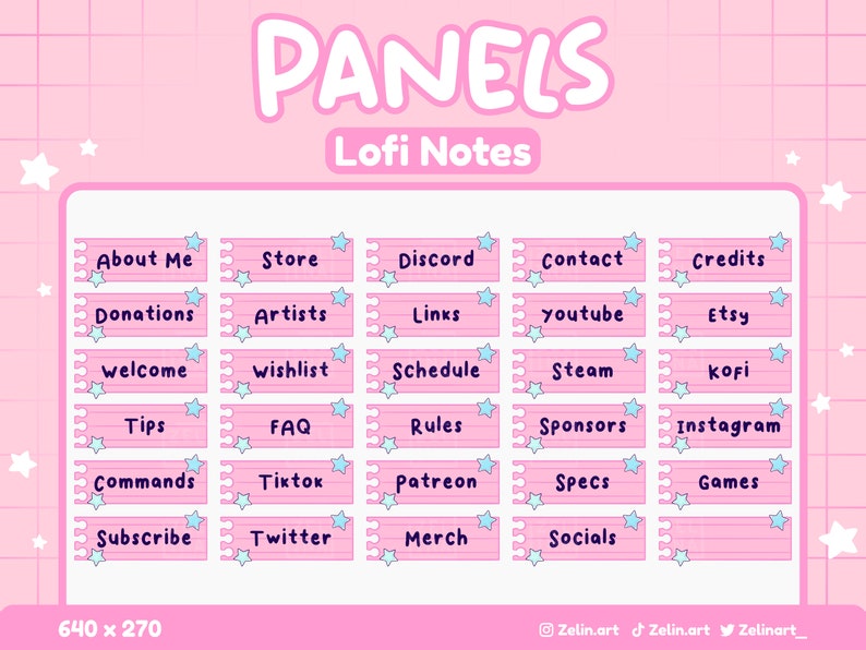 30 Lofi Notes Info Panels for Twitch | Stream Assets, Cute, Pink - Etsy
