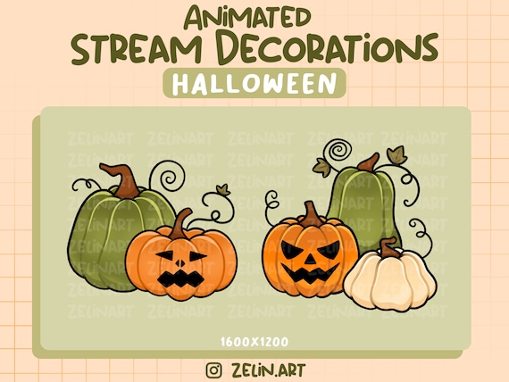 Cute ANIMATED Halloween Pumpkin Decorations for Twitch and - Etsy