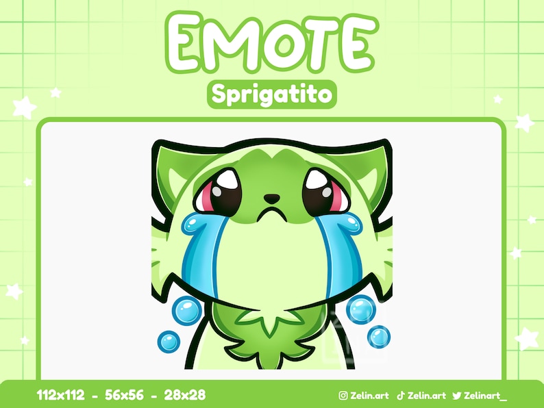 Sprigatito Cry Sad | Emote for Twitch, Discord and Youtube | Stream ...