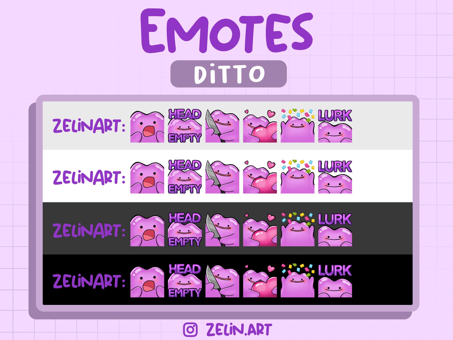 Cute Ditto Pokemon Emote Bundle for Twitch Discord and - Etsy