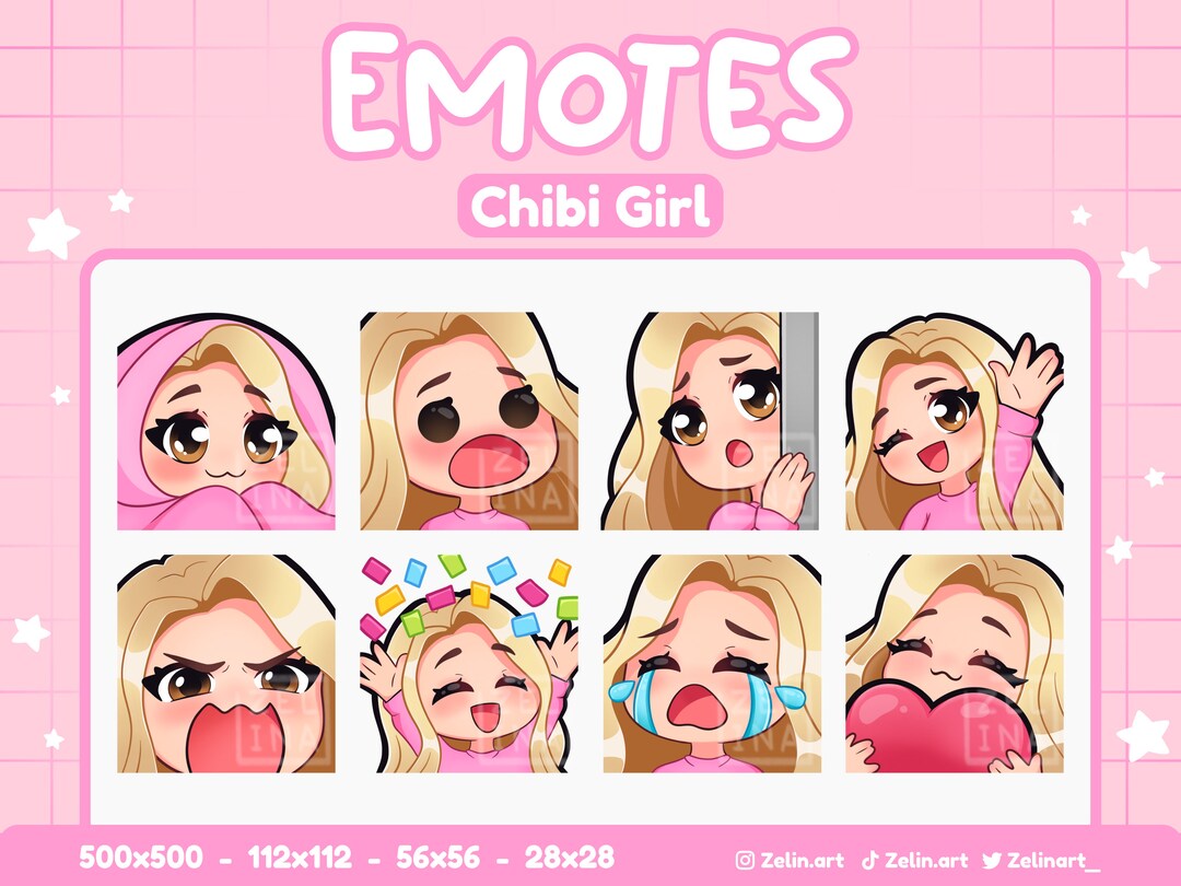 Chibi Girl | Emote Bundle for Twitch, Discord and Youtube | Blonde Hair ...
