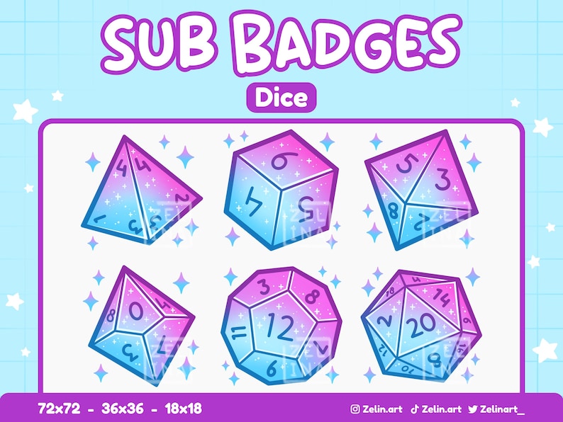 Dnd Dice | Sub / Bit Badges Bundle for Twitch, Discord and Youtube ...