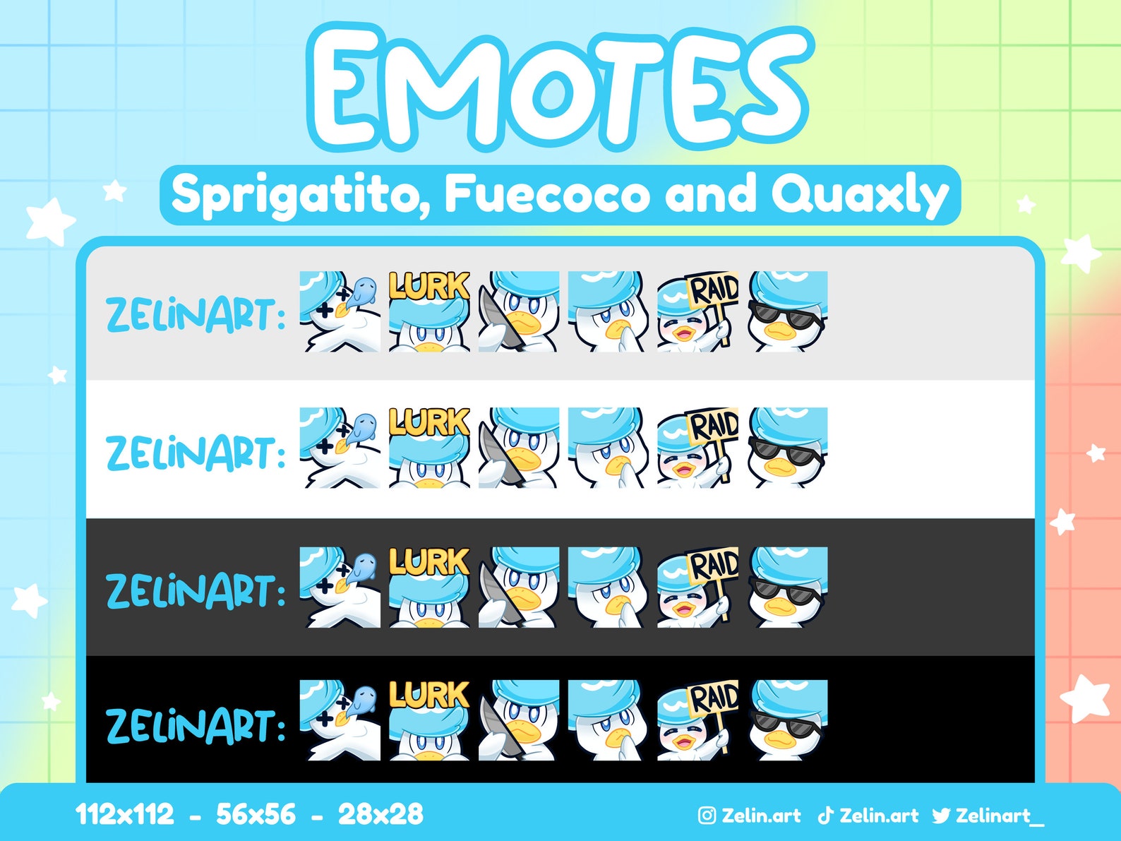 Sprigatito, Fuecoco and Quaxly | 18 Emotes MEGA PACK for Twitch ...