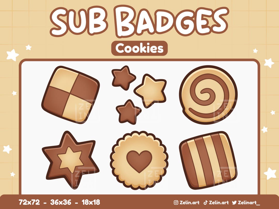 Cookies Sub / Bit Badges Bundle for Twitch, Discord and Youtube Stream ...