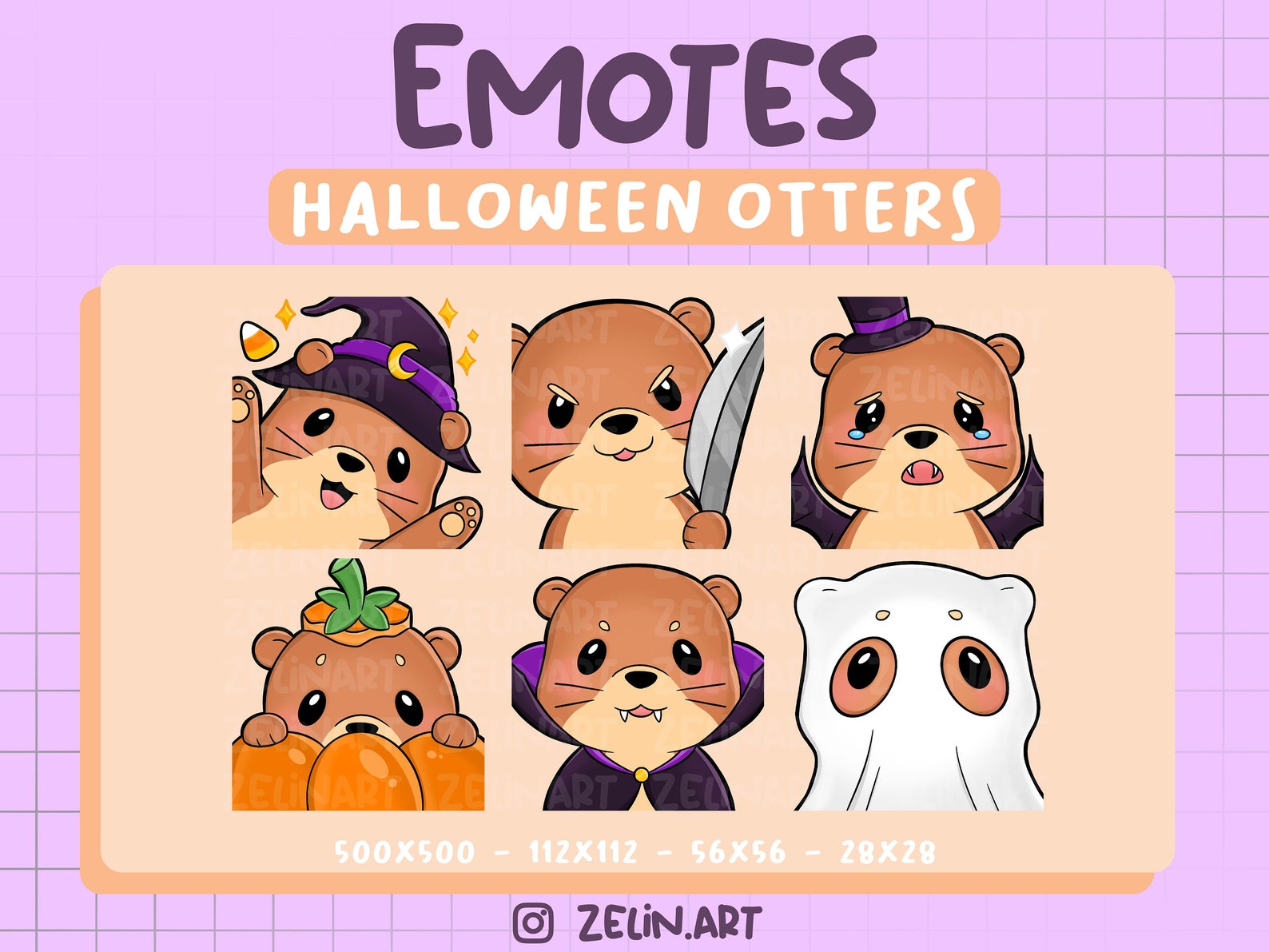 Cute Halloween Otters Emote Bundle for Twitch, Discord and Youtube ...