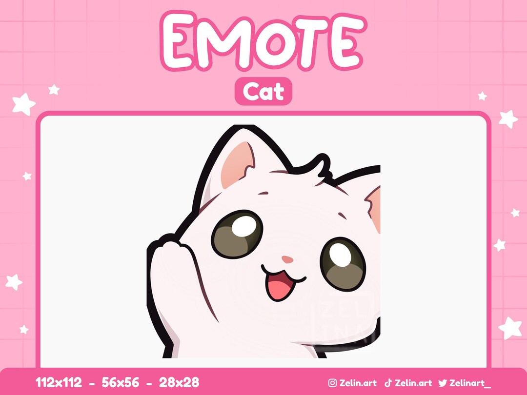 White Cat Hi Wave | Emote for Twitch, Discord and Youtube | Stream ...