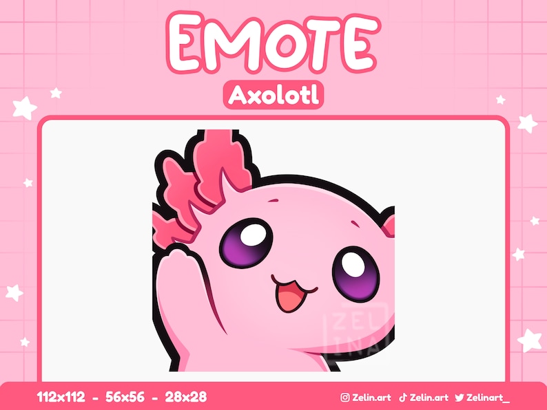 Pink Axolotl Hi Wave | Emote for Twitch, Discord and Youtube | Stream ...