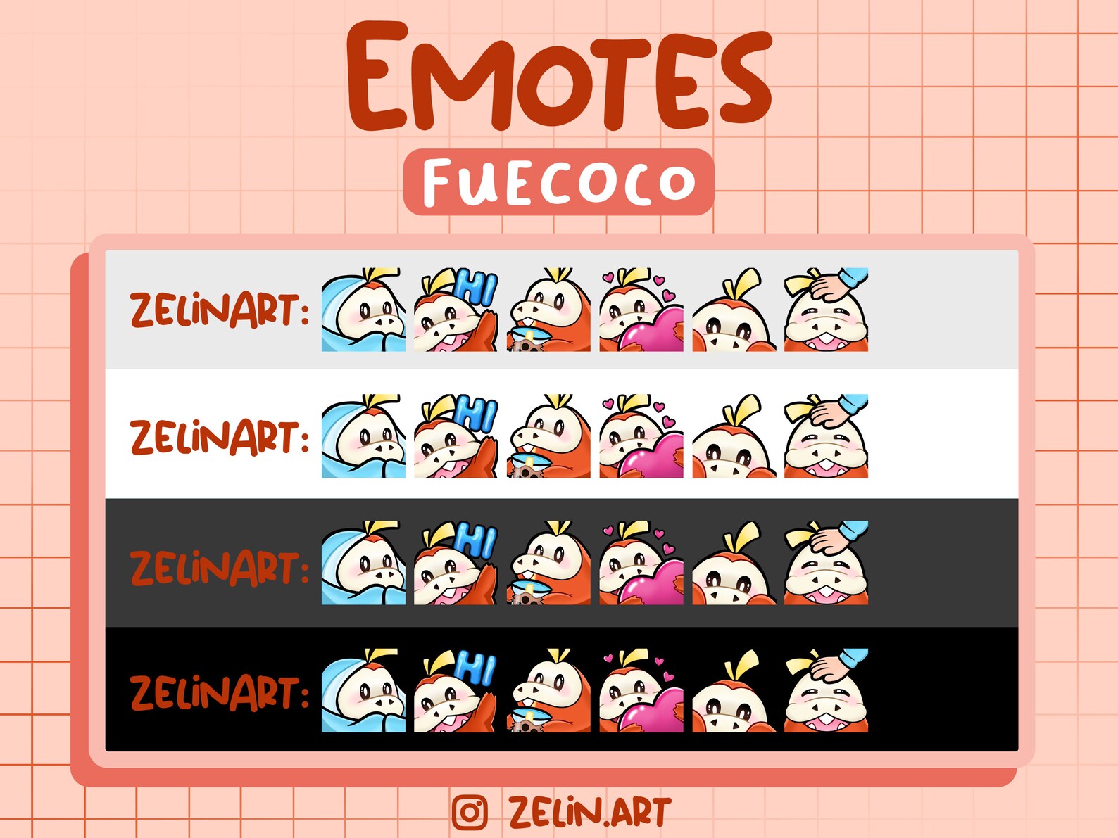 Cute Fuecoco Pokemon Emote Bundle for Twitch Discord and - Etsy
