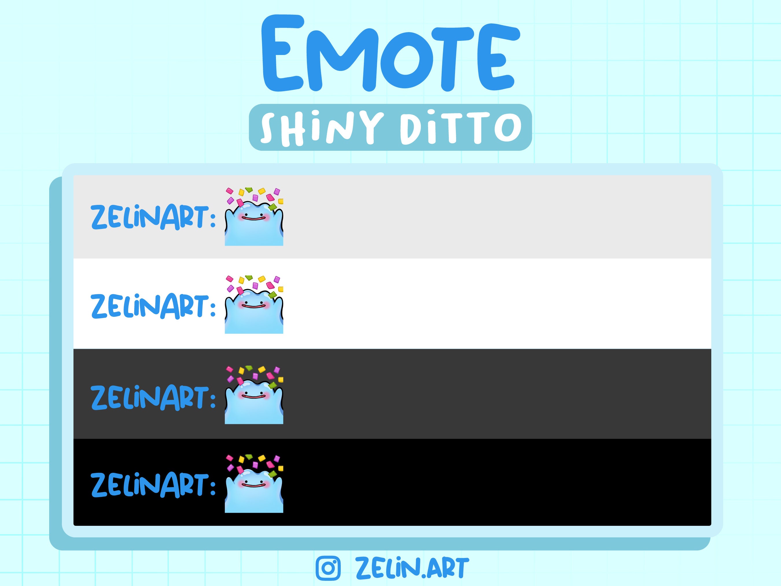 Cute Shiny Ditto Celebrate Pokemon Emote for Twitch, Discord and ...