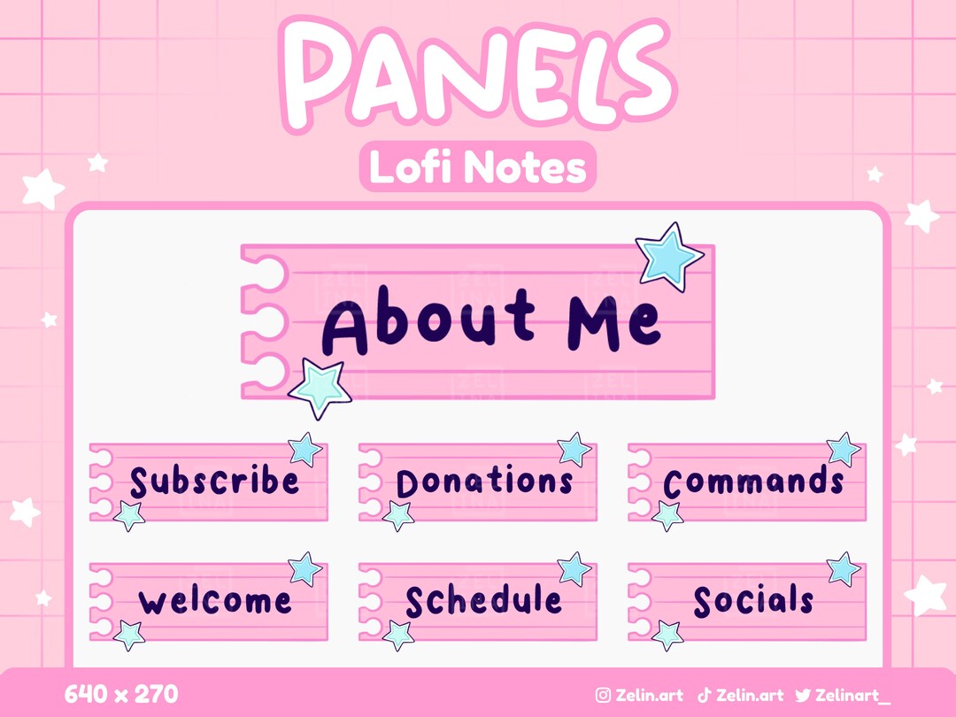 30 Lofi Notes Info Panels for Twitch | Stream Assets, Cute, Pink - Etsy