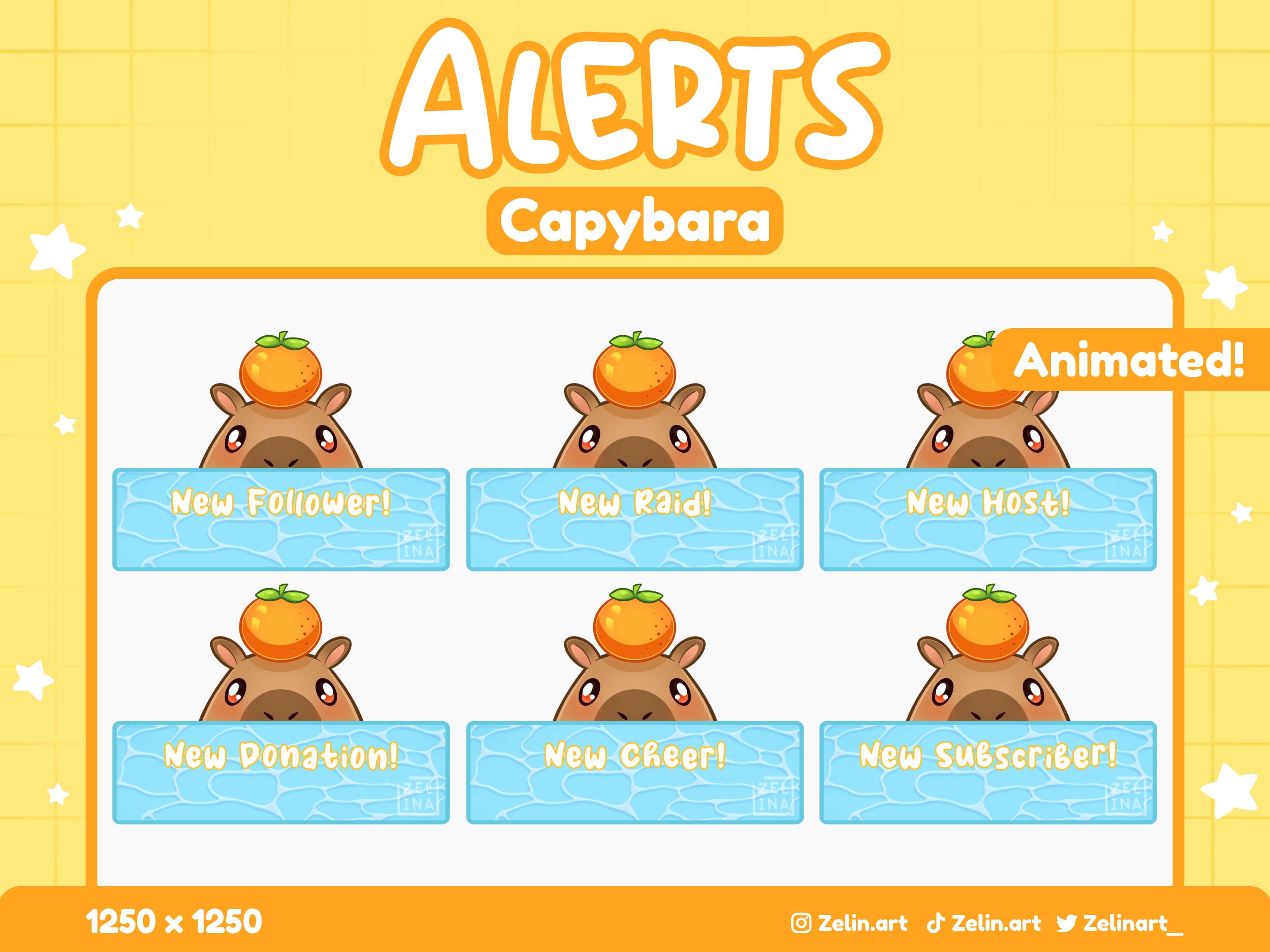 ANIMATED Capybara | Alerts for Twitch | New Subscriber, Follower, Host ...