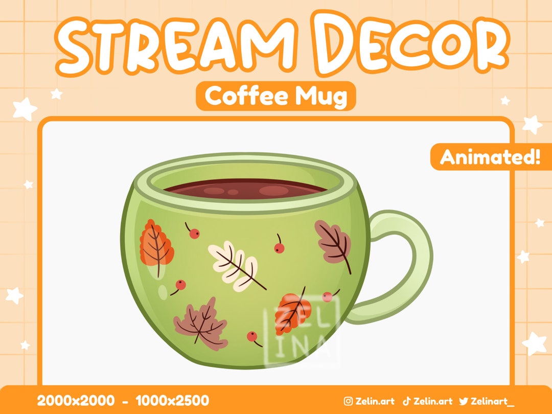 Autumn Leaf Coffee Mug | ANIMATED Stream Decoration for Twitch and ...