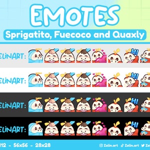 Sprigatito, Fuecoco and Quaxly | 18 Emotes MEGA PACK for Twitch ...