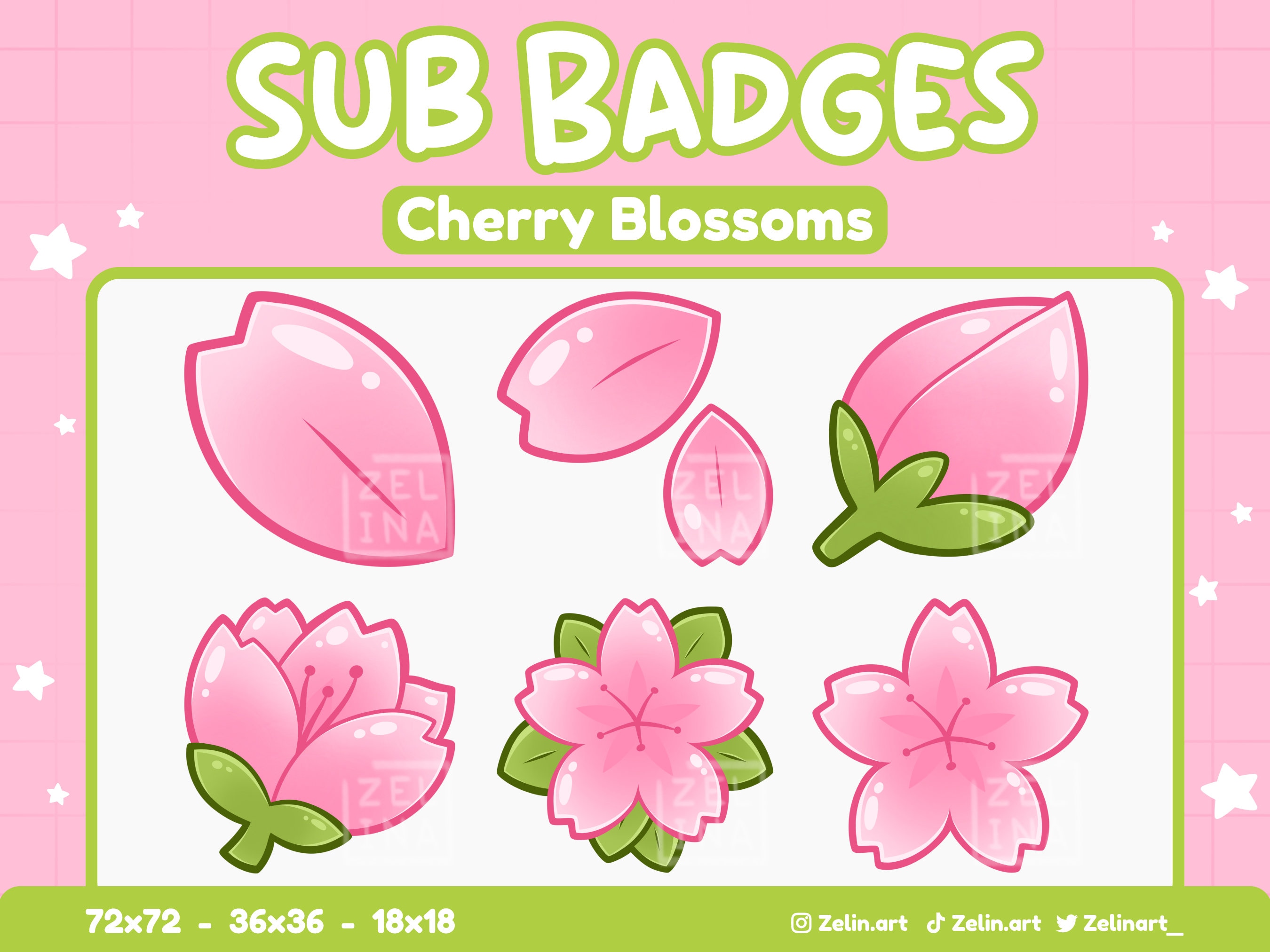 Cherry Blossom Grow Cycle | Sub / Bit Badges Bundle for Twitch, Discord ...