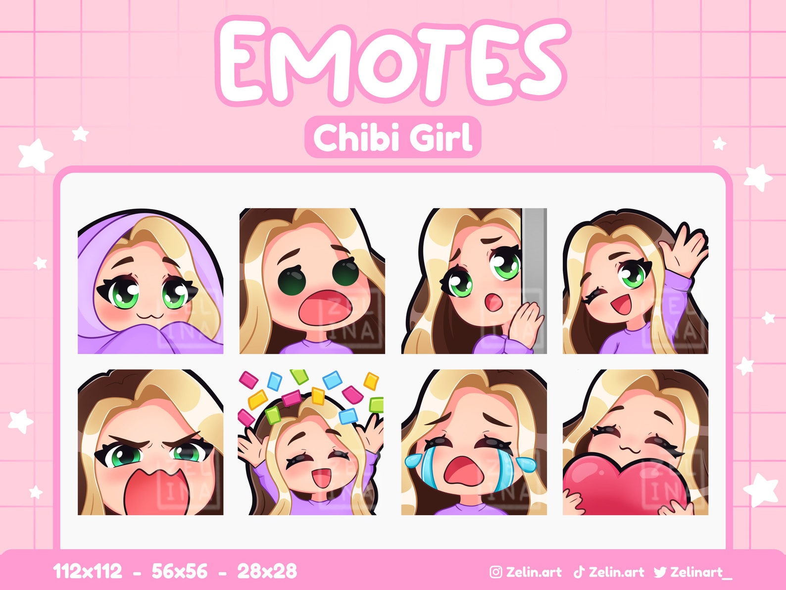 Chibi Girl | Emote Bundle for Twitch, Discord and Youtube | Brown ...