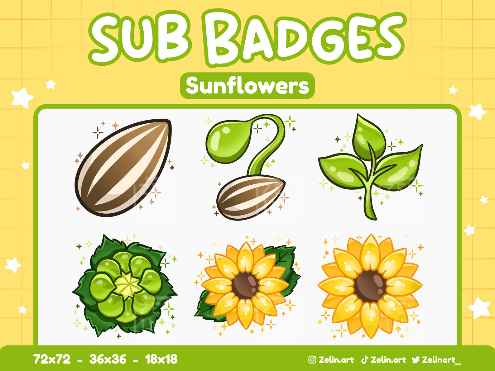 Sunflower Grow Cycle | Sub / Bit Badges Bundle for Twitch, Discord and ...