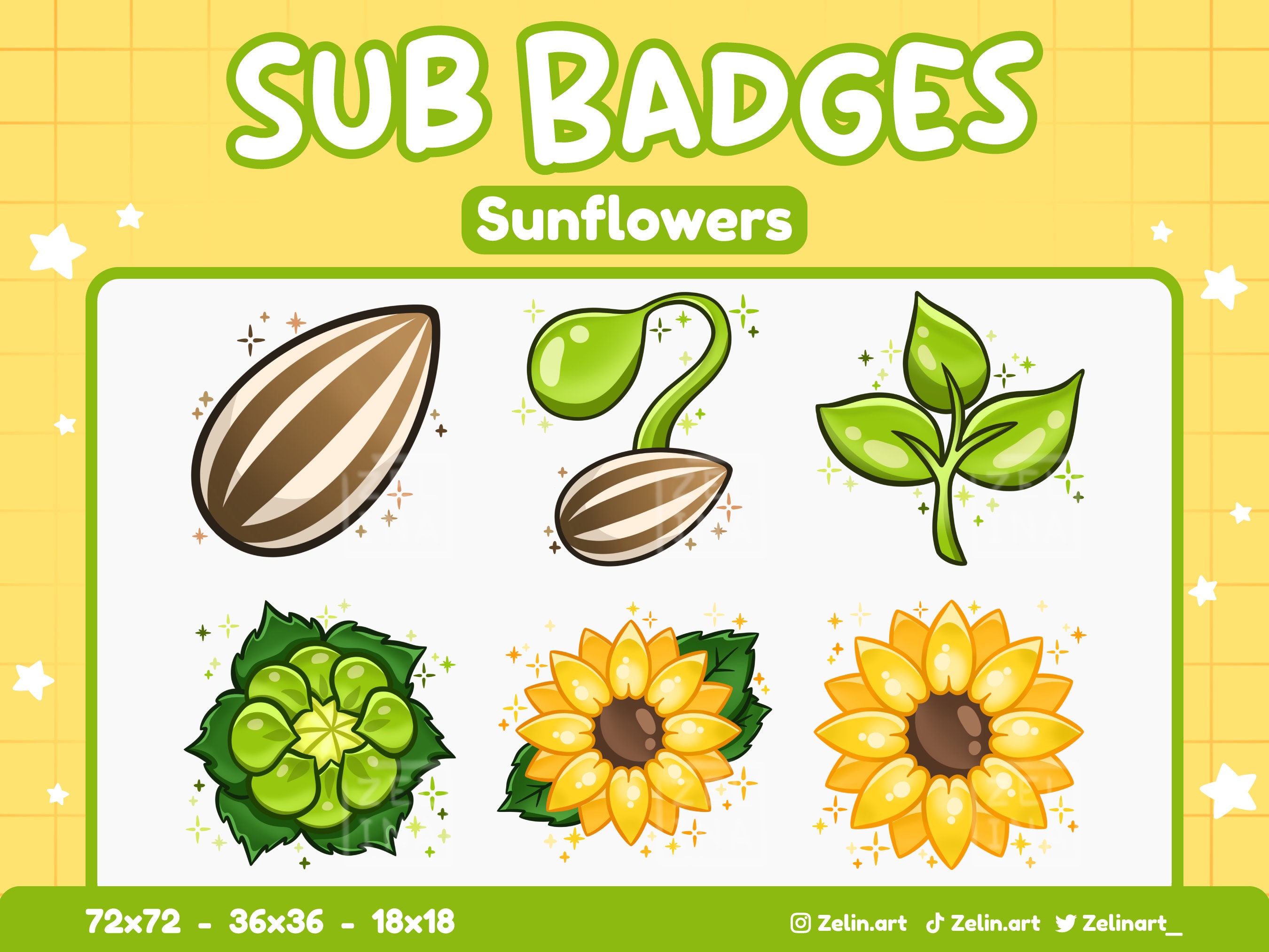 Sunflower Grow Cycle | Sub / Bit Badges Bundle for Twitch, Discord and ...