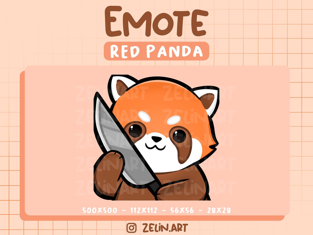 Cute Red Panda Knife Emote for Twitch, Discord and Youtube | Streamer ...