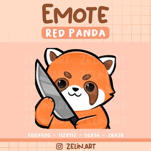 Cute Red Panda Knife Emote for Twitch Discord and Youtube - Etsy