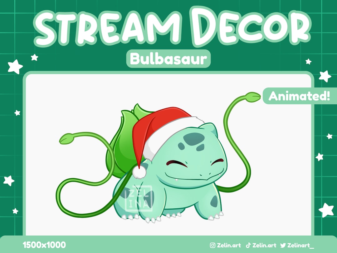 Christmas Bulbasaur | ANIMATED Stream Decoration for Twitch and Youtube ...