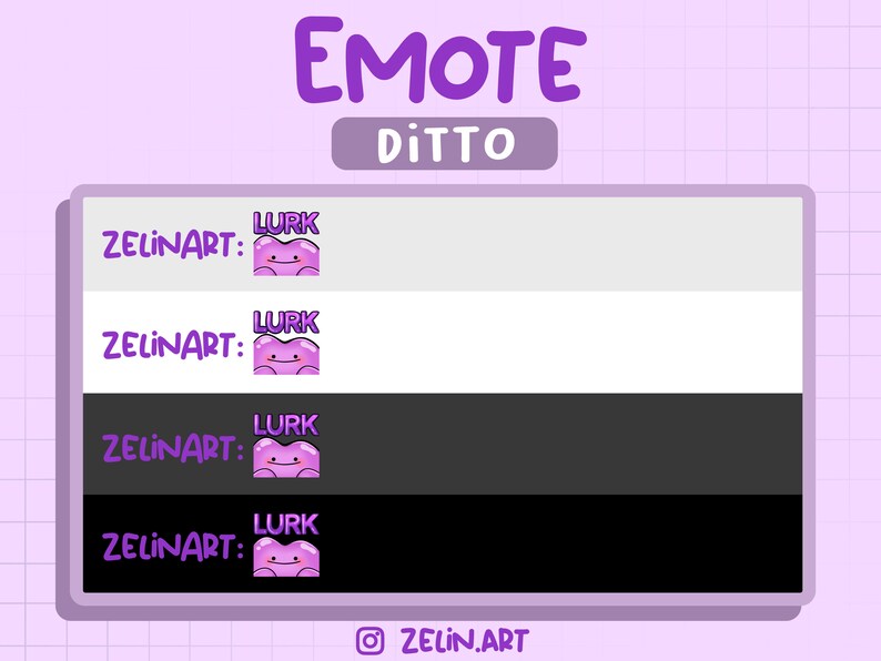 Cute Ditto Lurk Pokemon Emote for Twitch, Discord and Youtube Streamer ...