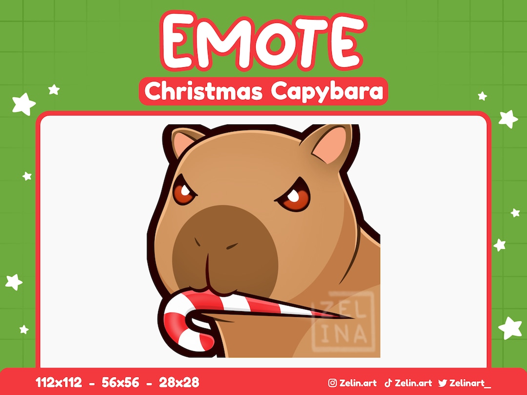 Christmas Capybara Candy Cane Angry | Emote for Twitch, Discord and ...