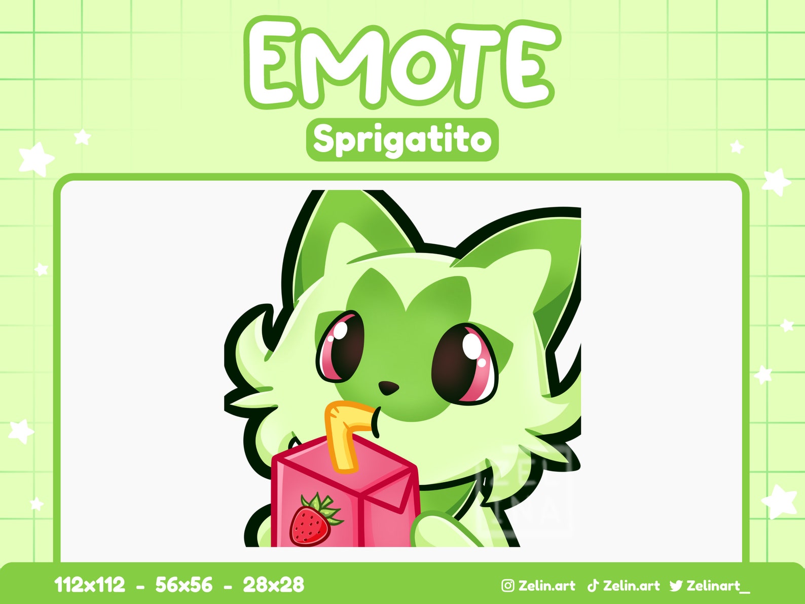 Sprigatito Drink Sip | Emote for Twitch, Discord and Youtube | Stream ...
