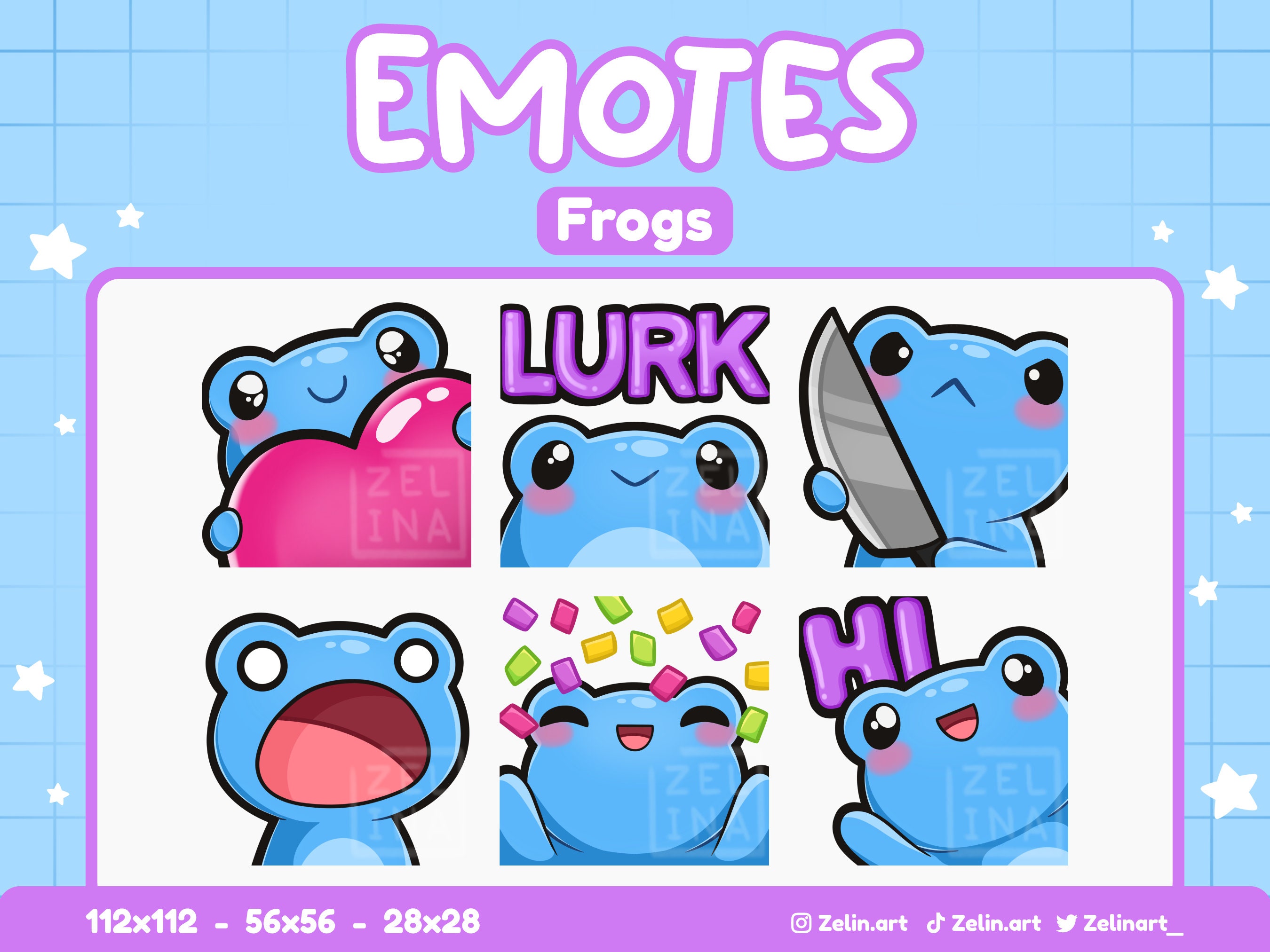 Frogs Emote Bundle for Twitch, Discord and Youtube Stream Assets, Cute ...