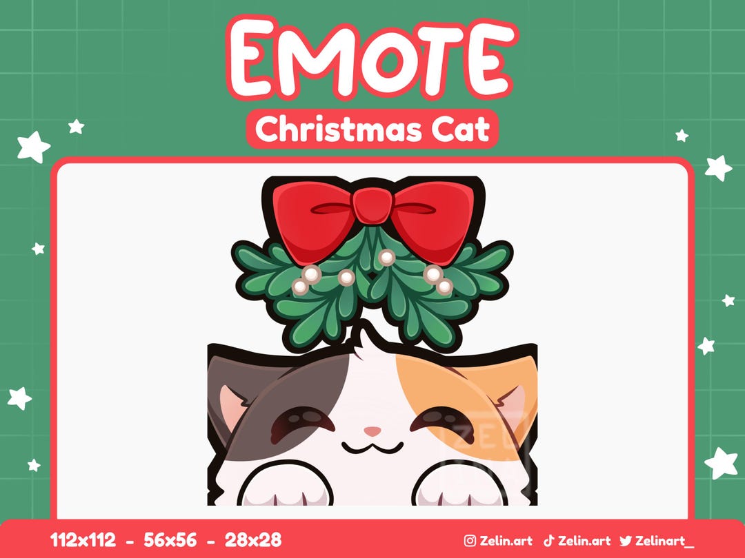 Calico Christmas Cat Mistletoe | Emote for Twitch, Discord and Youtube ...