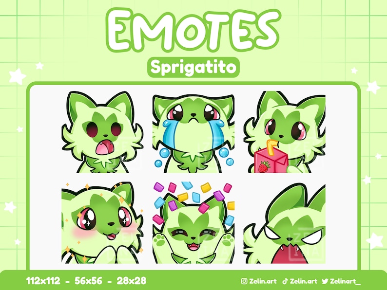 Sprigatito | Emote Bundle for Twitch, Discord and Youtube | Stream ...