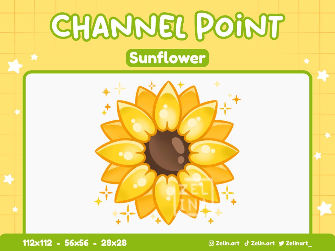 Sunflower | Channel Point / Emote for Twitch, Discord and Youtube | Stream Assets, Cute, Yellow ...