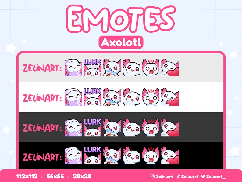 White Axolotl | Emote Bundle for Twitch, Discord and Youtube | Stream ...