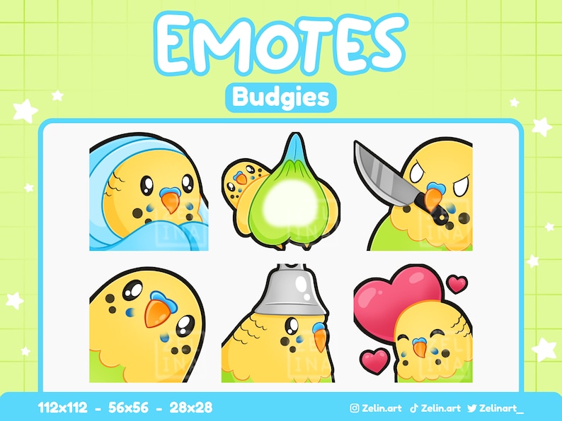 Green Budgie Emote Bundle for Twitch Discord and Youtube - Etsy