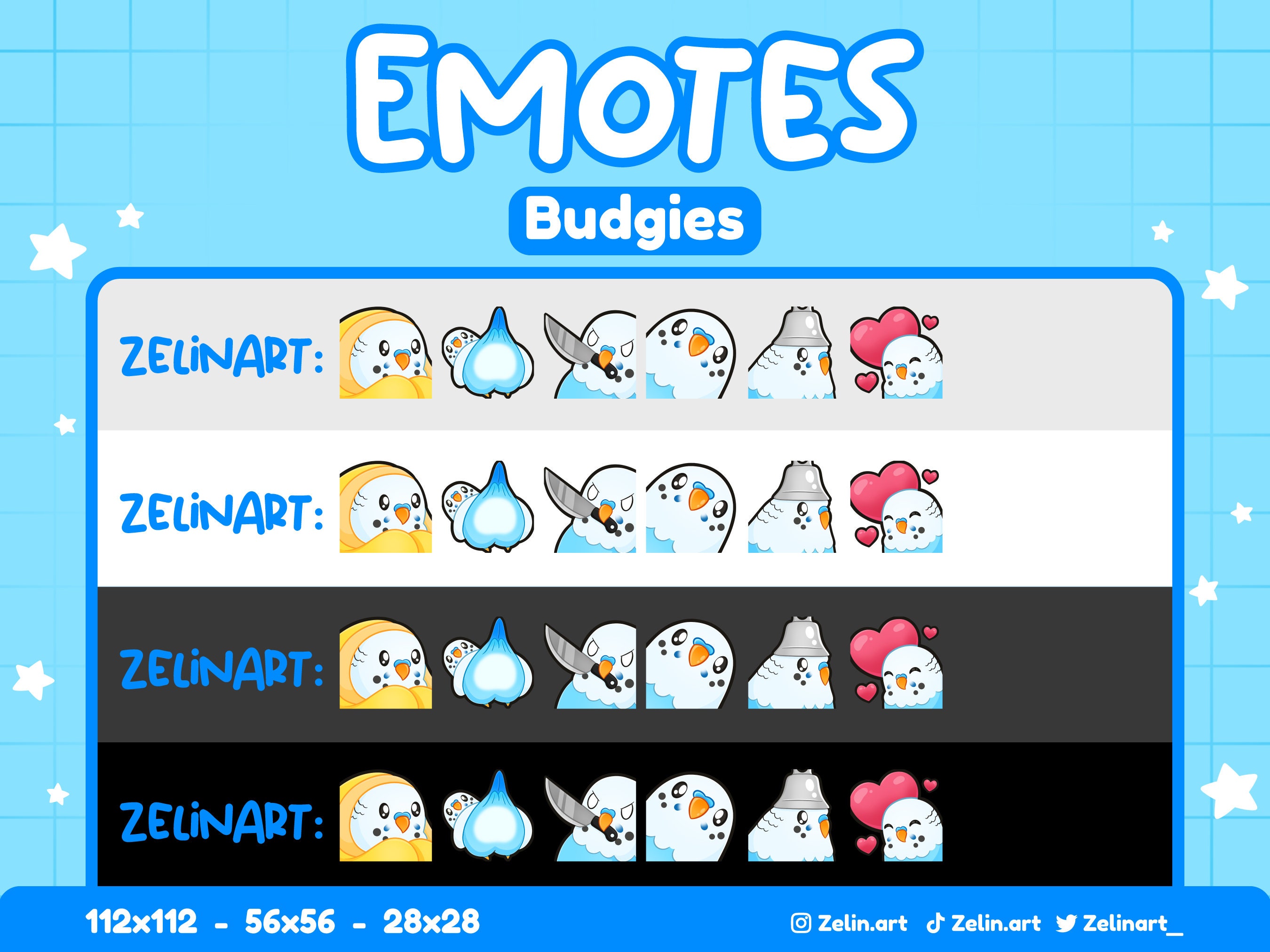 Blue Budgie | Emote Bundle for Twitch, Discord and Youtube | Stream ...
