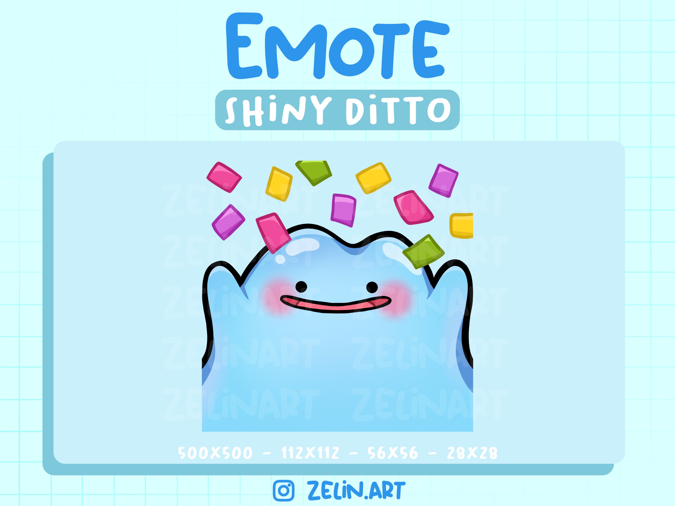 Cute Shiny Ditto Celebrate Pokemon Emote for Twitch, Discord and ...