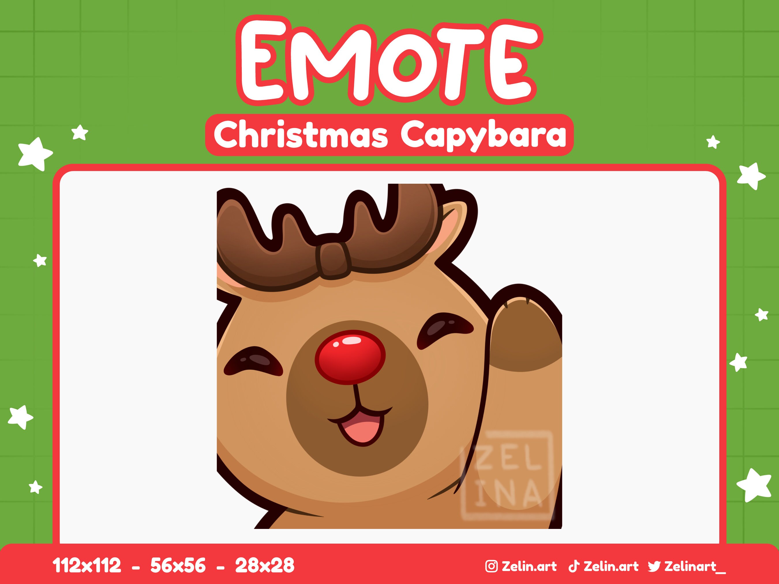 Christmas Capybara Reindeer | Emote for Twitch, Discord and Youtube ...
